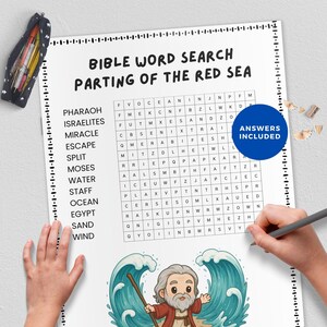 Moses: Parting of the Red Sea, Bible Game, Word Search Puzzle, No Prep ...