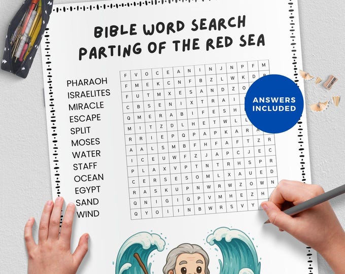 Moses: Parting of the Red Sea, Bible Game, Word Search Puzzle, No Prep ...