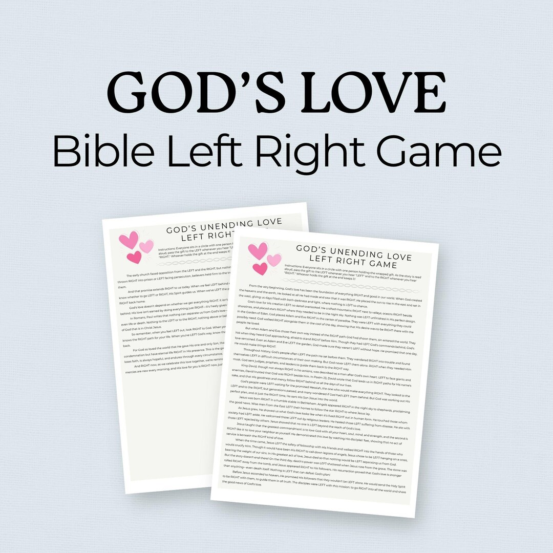 Gods Love Bible Left Right Game, Bible Study Printable, Sunday School ...