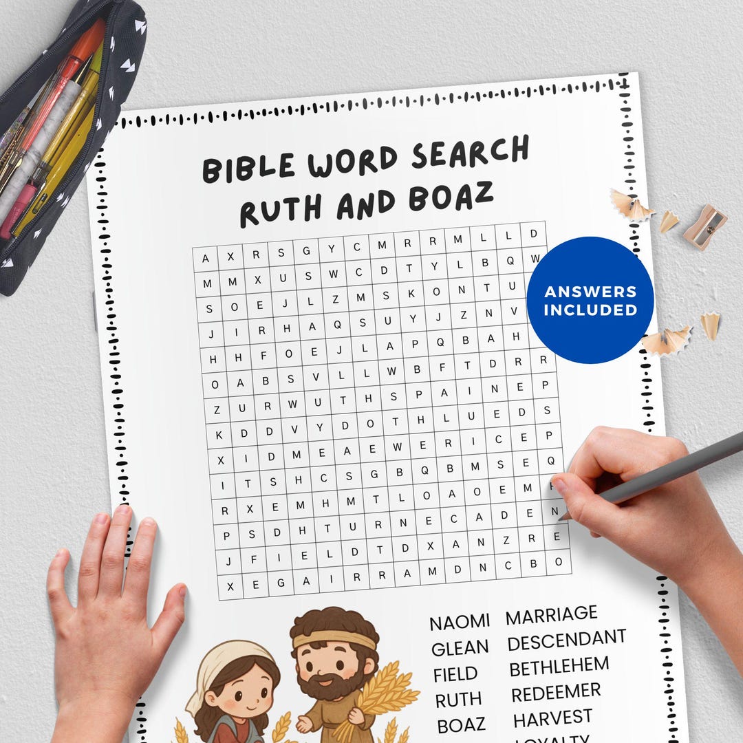 Ruth & Boaz Bible Study, Christian Printable Wordsearch, Sunday School ...