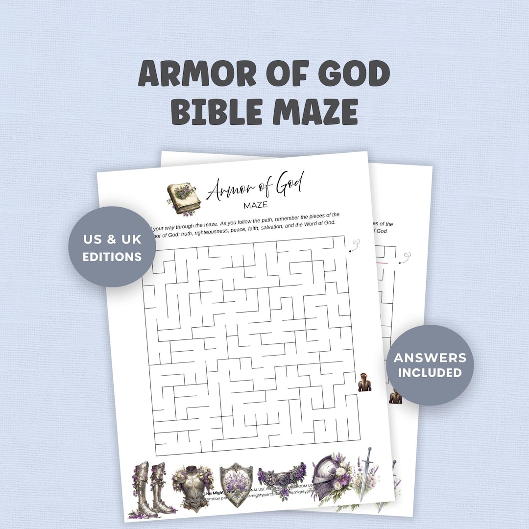 Armor of God Bible Maze Printable Game, Christian Kid Activity Sheet ...