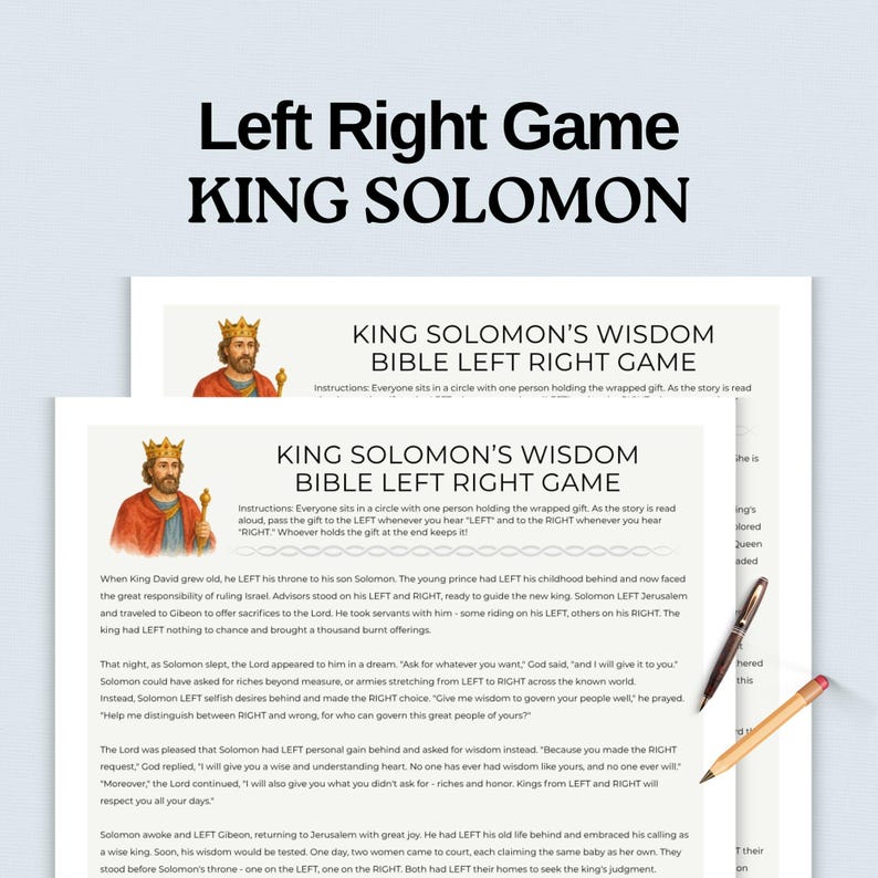 Bible Game,king Solomon Bible Left Right Game,women Ministry,sunday ...
