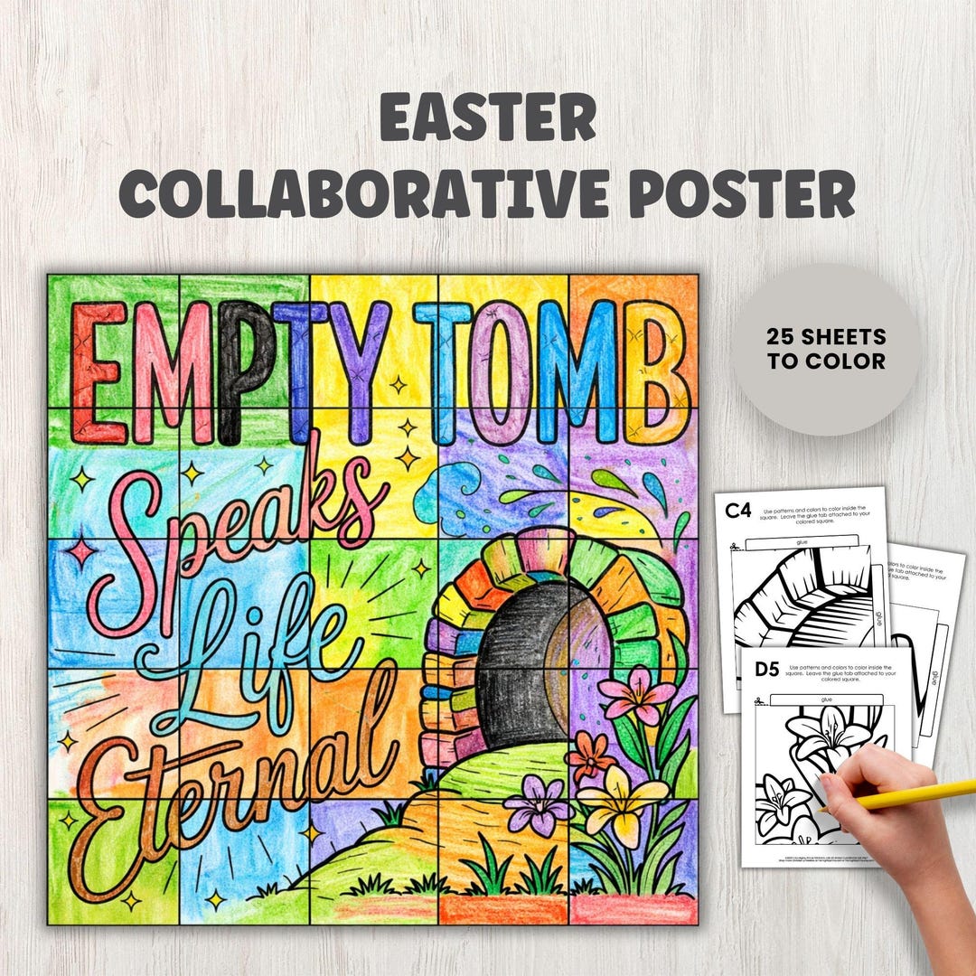 Easter Collaborative Poster Coloring Activity, Christian Classroom ...