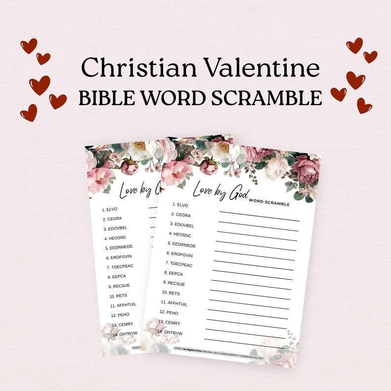 Christian Valentine God's Love Game, Printable Quiz for Bible Study ...