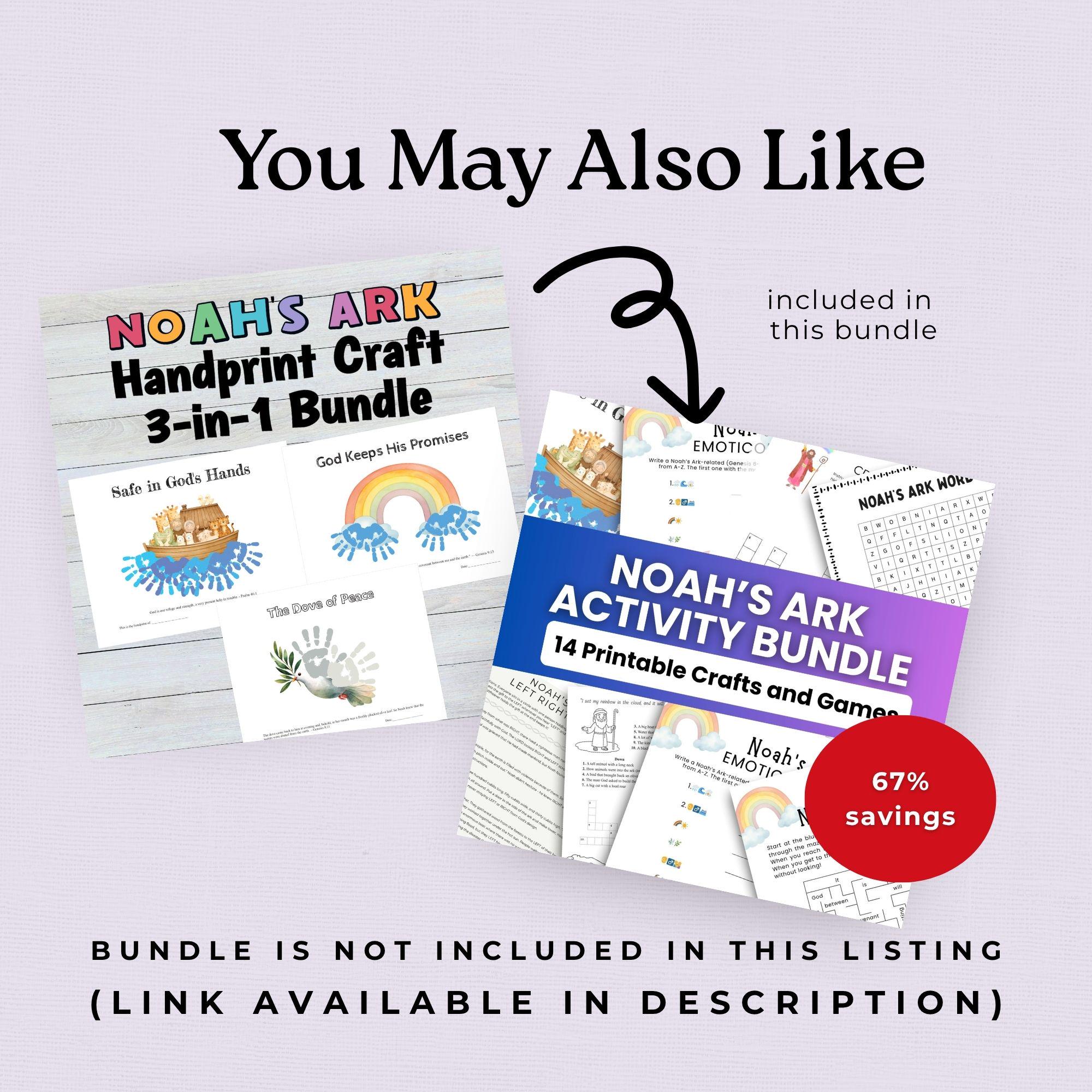 Noah's Ark Handprint Craft: 3-in-1 Bible Activity Bundle for Kids (PDF ...