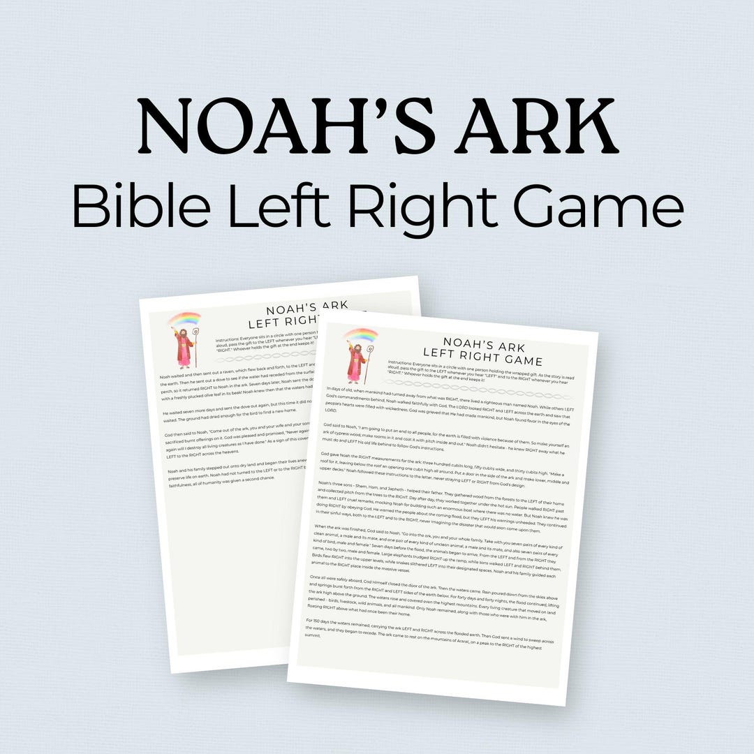 Noahs Ark Bible Left Right Game,genesis Bible Study Printable,sunday ...