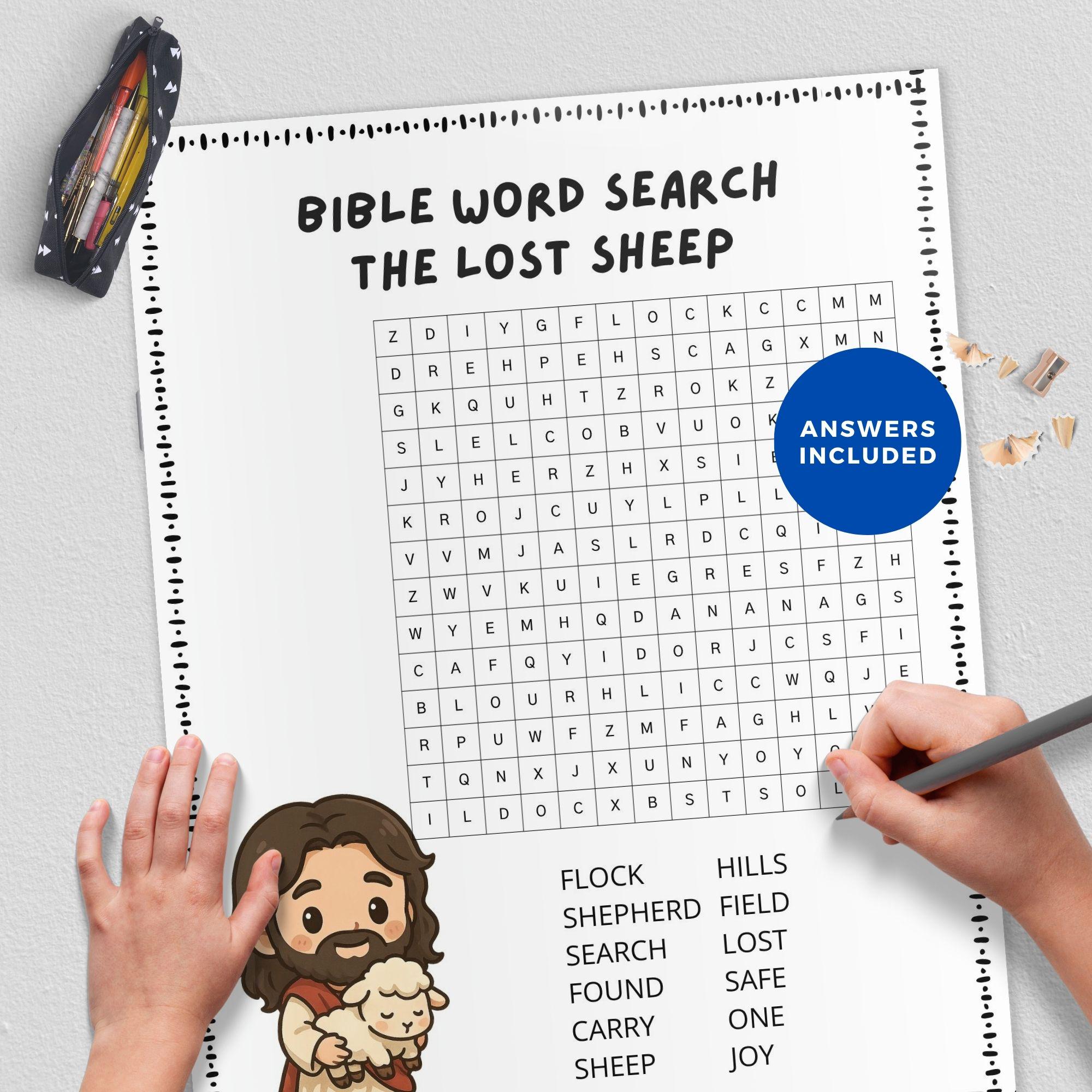 Lost Sheep Scripture Word Search Puzzle – Christian Printable for Quiet ...