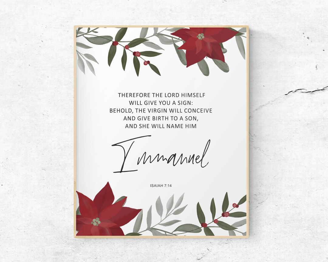 Christmas Wall Art Printables, Isaiah 7:14, Christian Home Gift ...