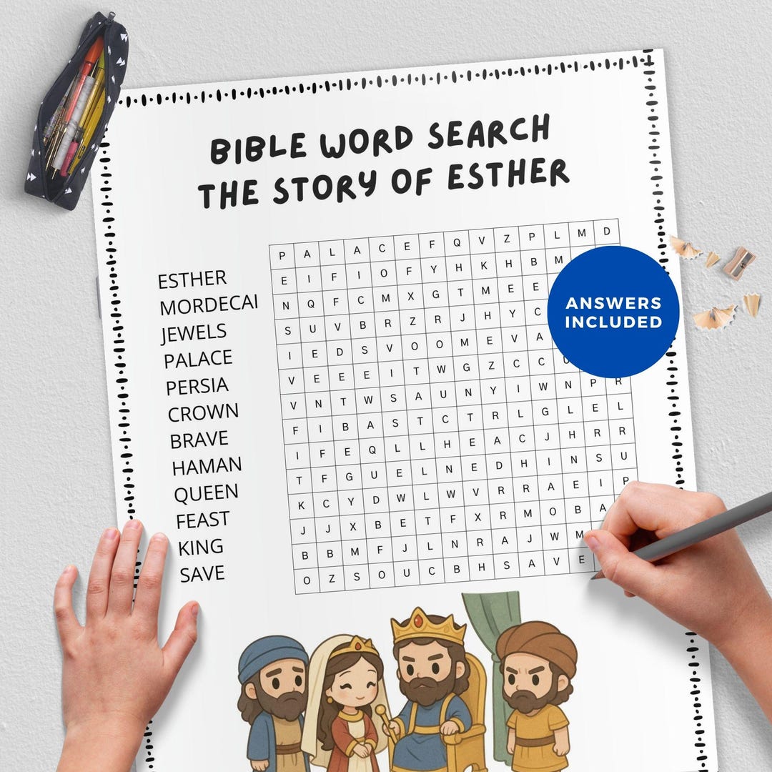Queen Esther Scripture Word Search Puzzle PDF, Morning Basket Christian ...