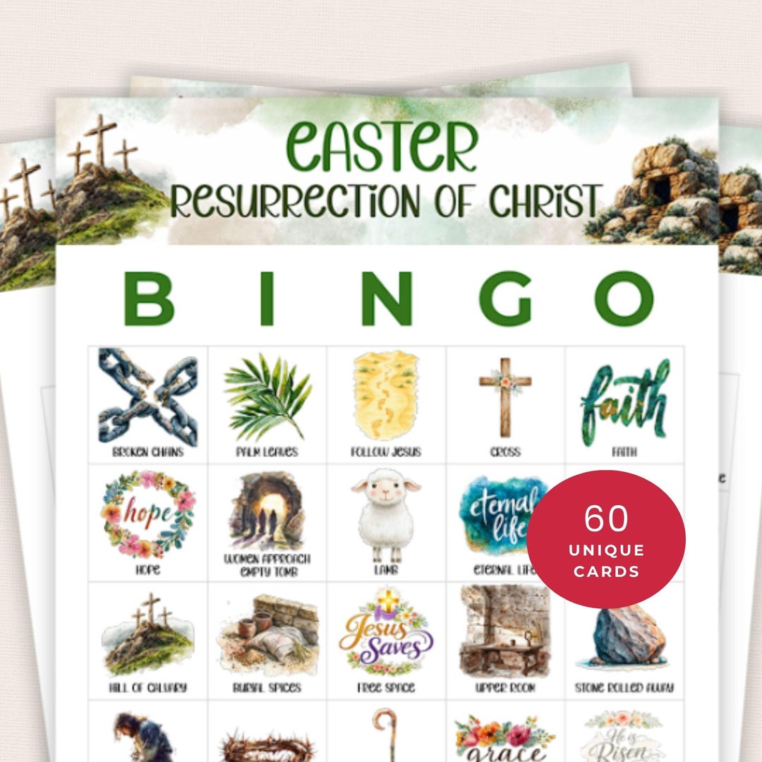Easter Resurrection of Christ Bingo Game, Christian Bible Activity ...