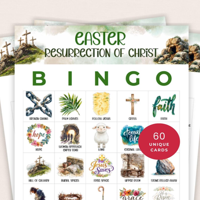 Easter Resurrection of Christ Bingo Game, Christian Bible Activity ...