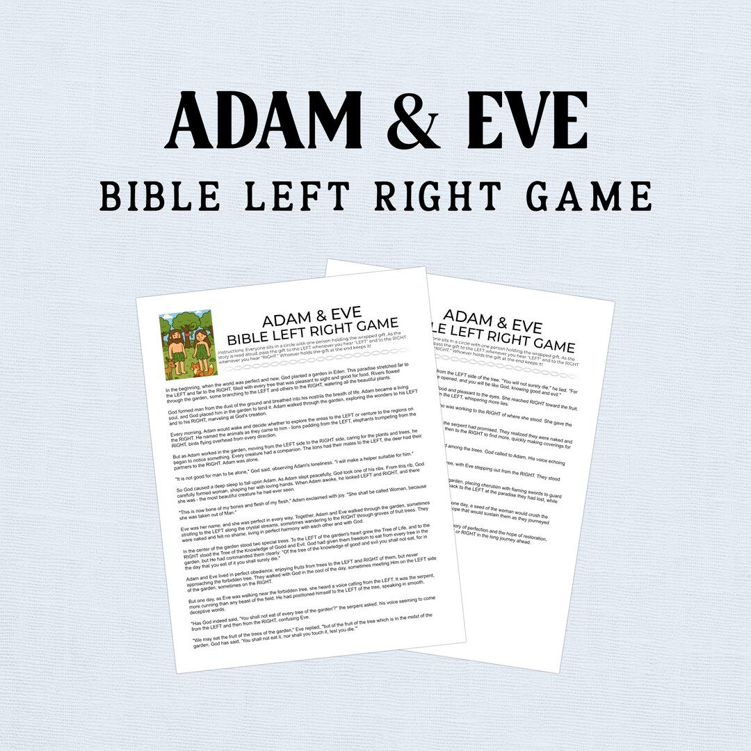 Adam and Eve, Bible Left Right Game,bible Study Printable,sunday School ...