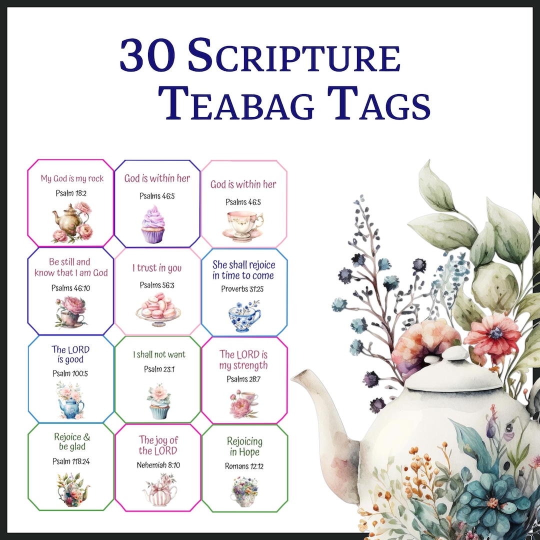 Printable Scripture Tea Bag Tags With Bible Verses – Christian Tea ...