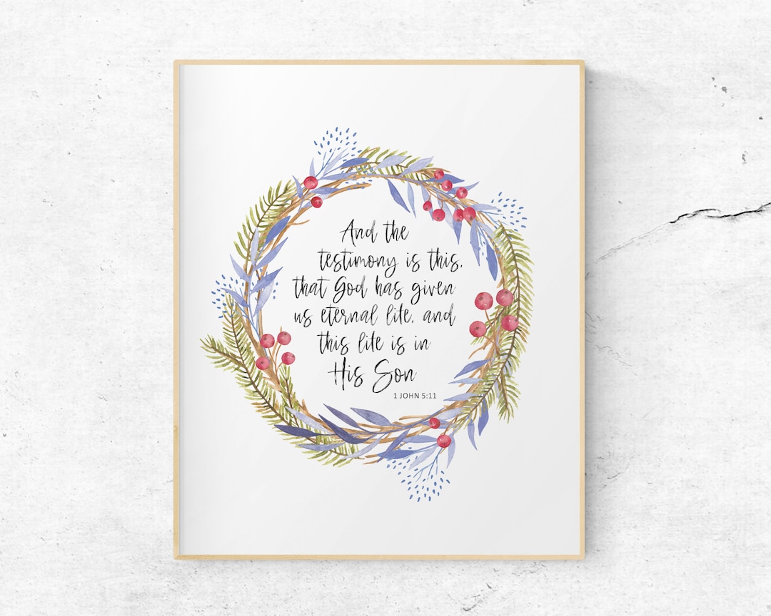 1 John 5:11, Modern Bible Verse Artwork, Stocking Stuffers Gift, Gospel ...