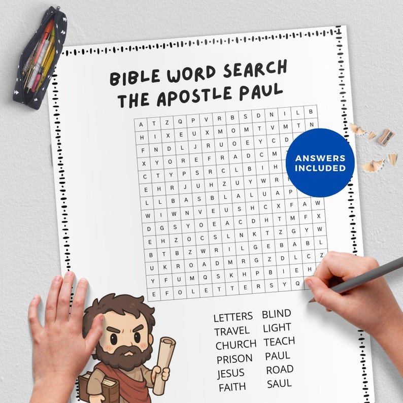 Apostle Paul Activity Sheet,bible Word Search Puzzle,christian ...