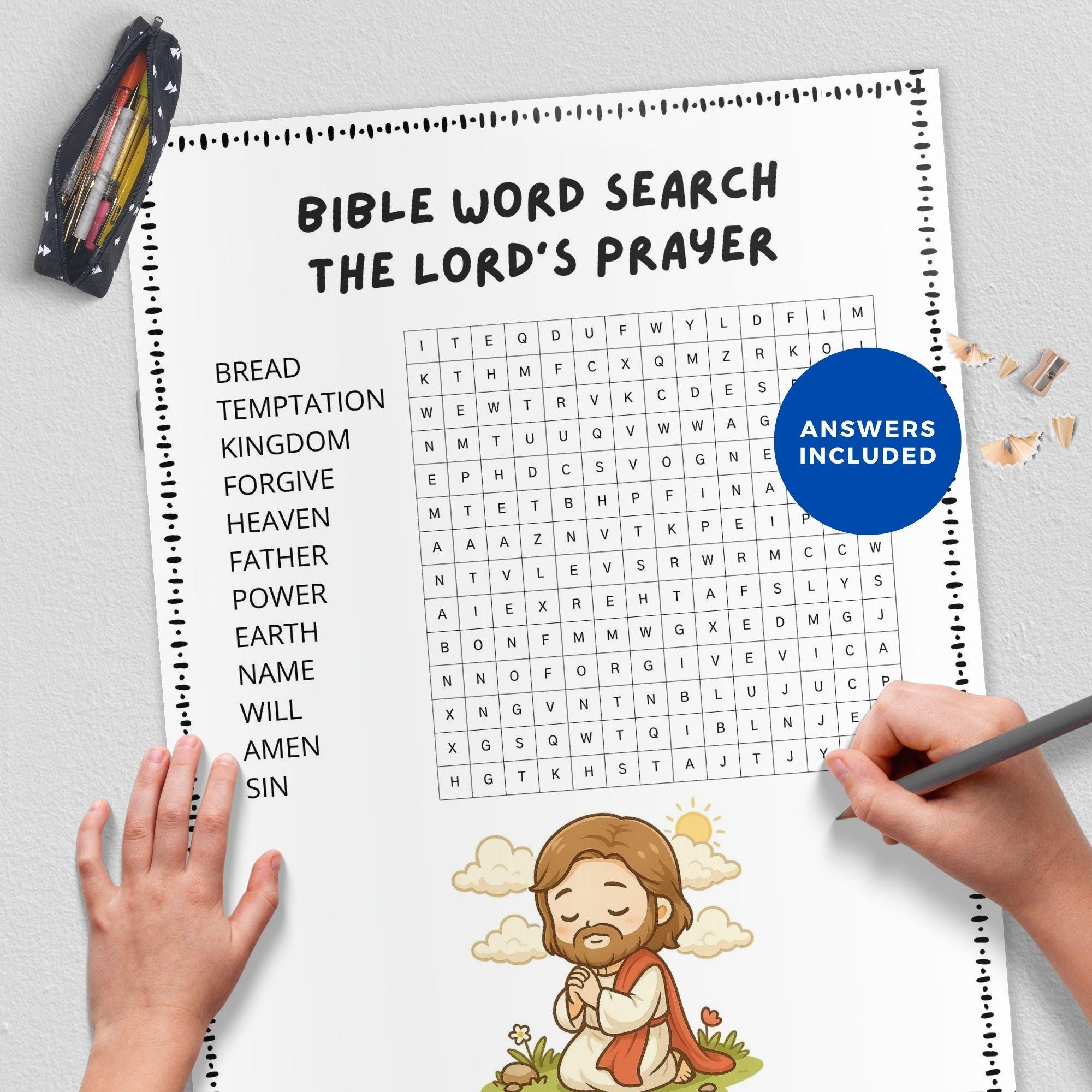 Printable Bible Word Search Puzzle for Kids Featuring the Lord’s Prayer ...