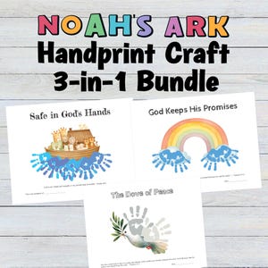 Noah's Ark Handprint Craft: 3-in-1 Bible Activity Bundle for Kids (PDF ...