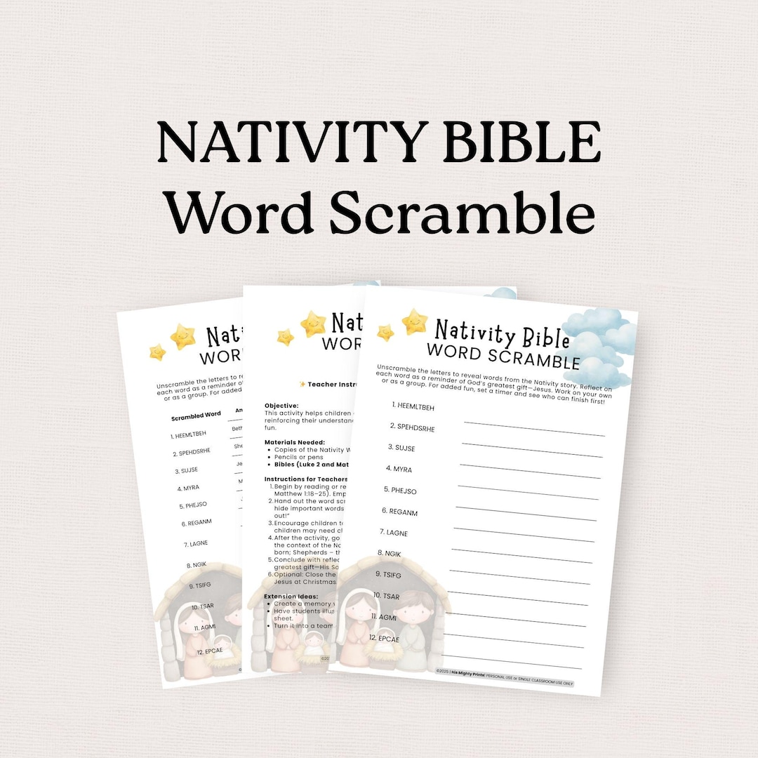 Bible Word Scramble Game Printable, Fun Christian Activity for Kids and ...