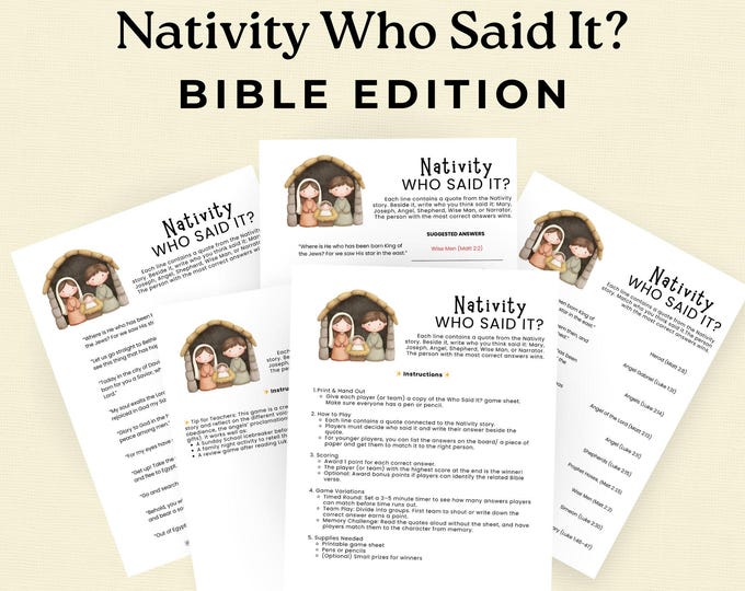 Who Said It Bible Game, Printable Nativity Trivia for Sunday School ...