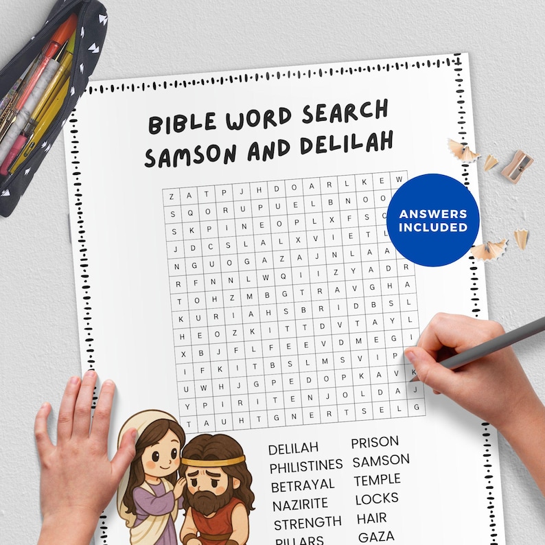 Bible Word Search Samson and Delilah Printable Game, Old Testament ...