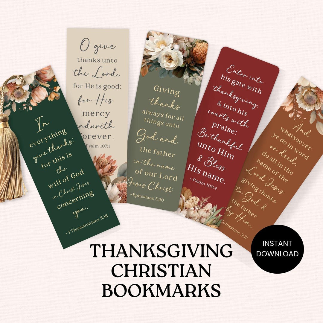 Fall Christian Bookmark, Thanksgiving Scripture Margin for Bible ...