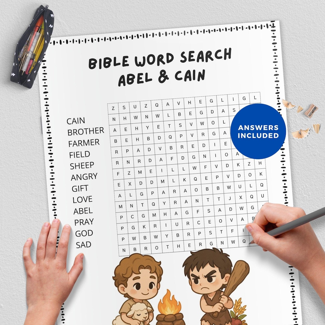 Abel and Cain Activity Sheet,bible Word Search Puzzle,christian ...