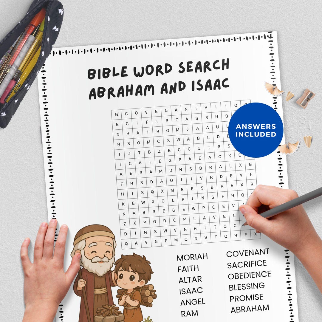 Abraham & Isaac Activity Sheet, Bible Word Search,christian Printable ...