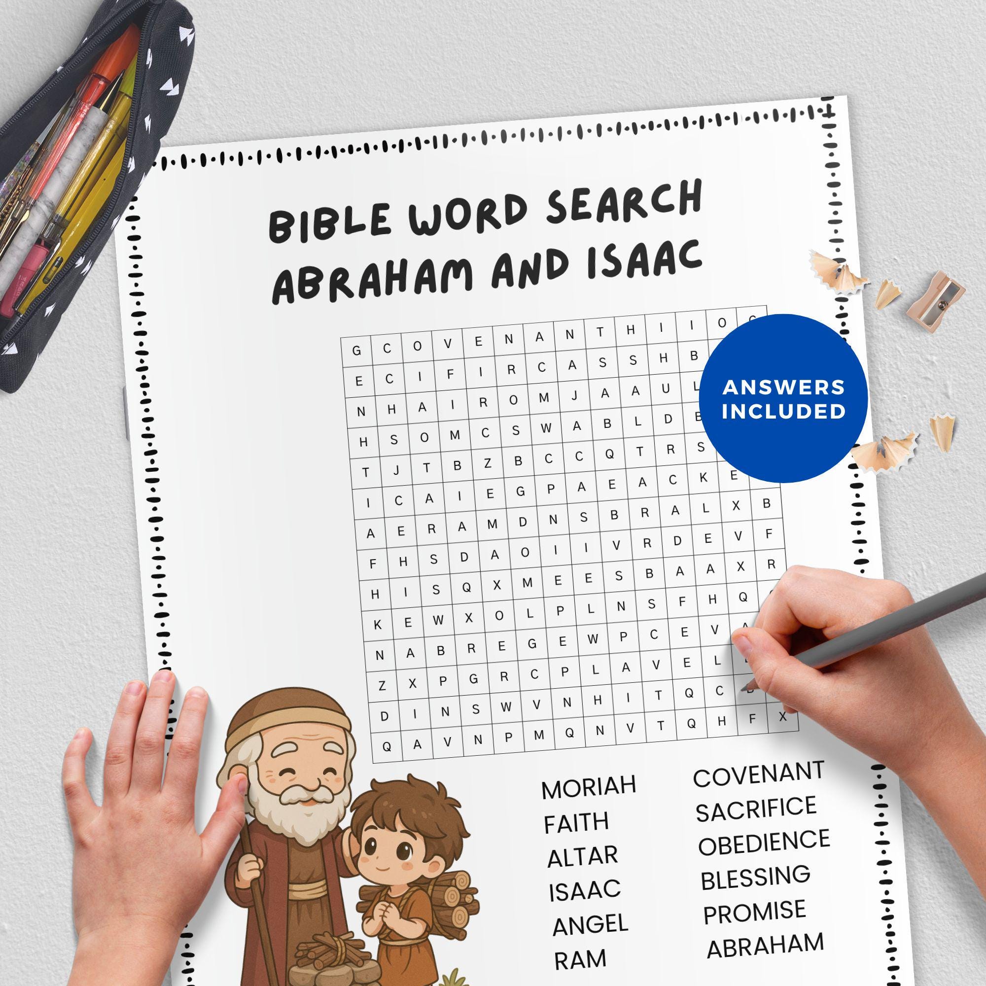 Abraham & Isaac Activity Sheet, Bible Word Search,christian Printable ...