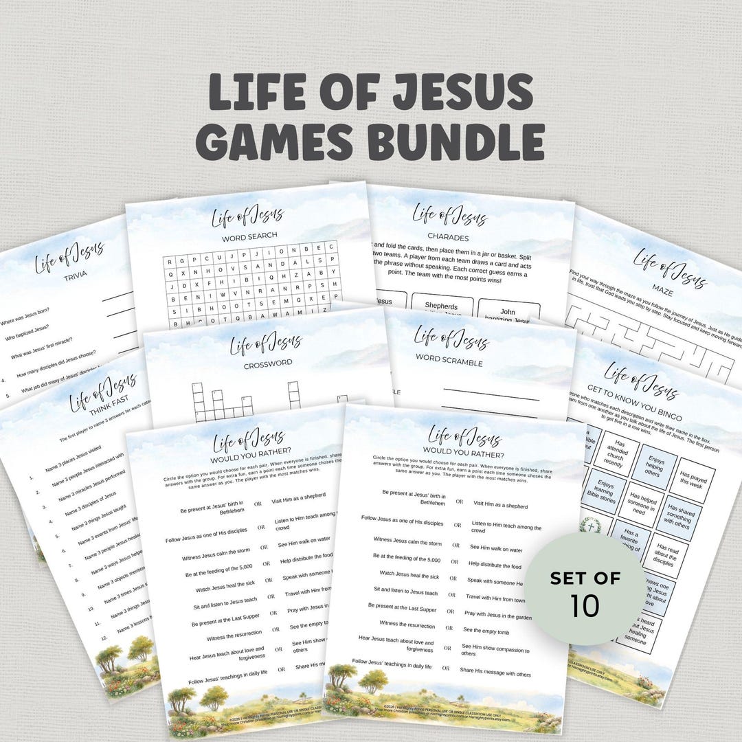 Life of Jesus Activity Bundle, Bible Games for Kids, Sunday School ...