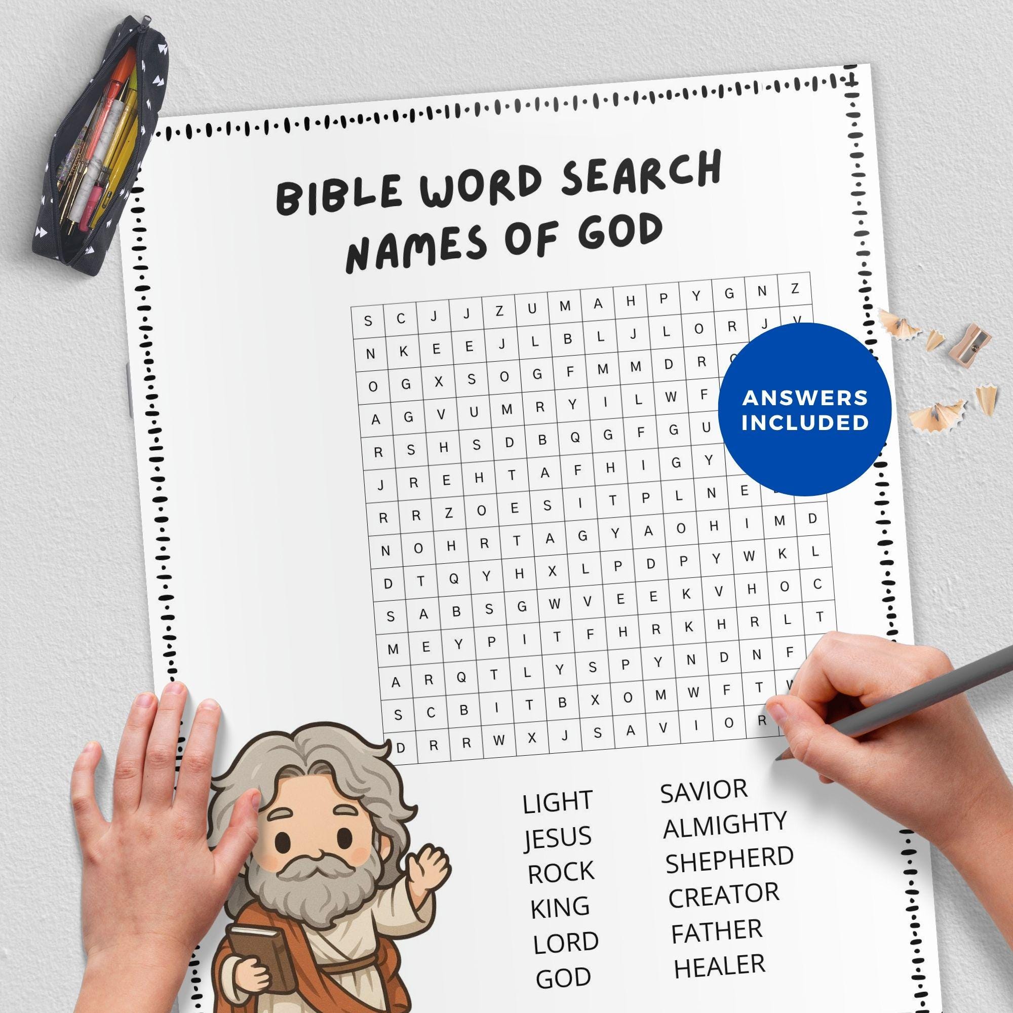 Names of God Activity Sheet,bible Word Search Puzzle,christian ...