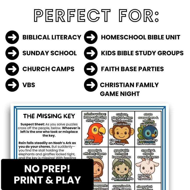 Noah's Ark Escape Room - Activity for Youth, Printable Bible Game for ...