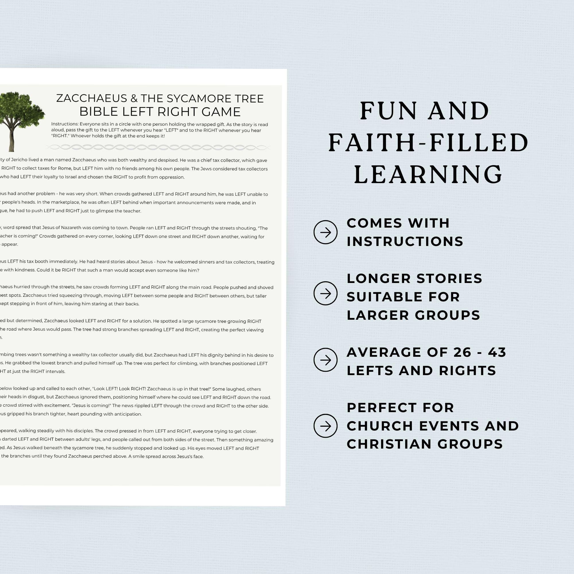 Bible Game,zacchaeus & the Sycamore Tree Left Right Game,women Ministry ...