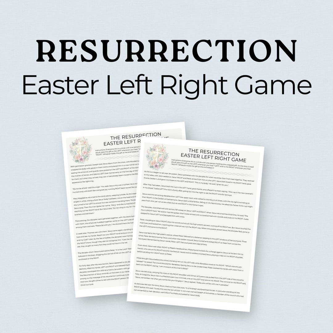 Resurrection Easter Bible Left Right Game,bible Study Printable,sunday ...