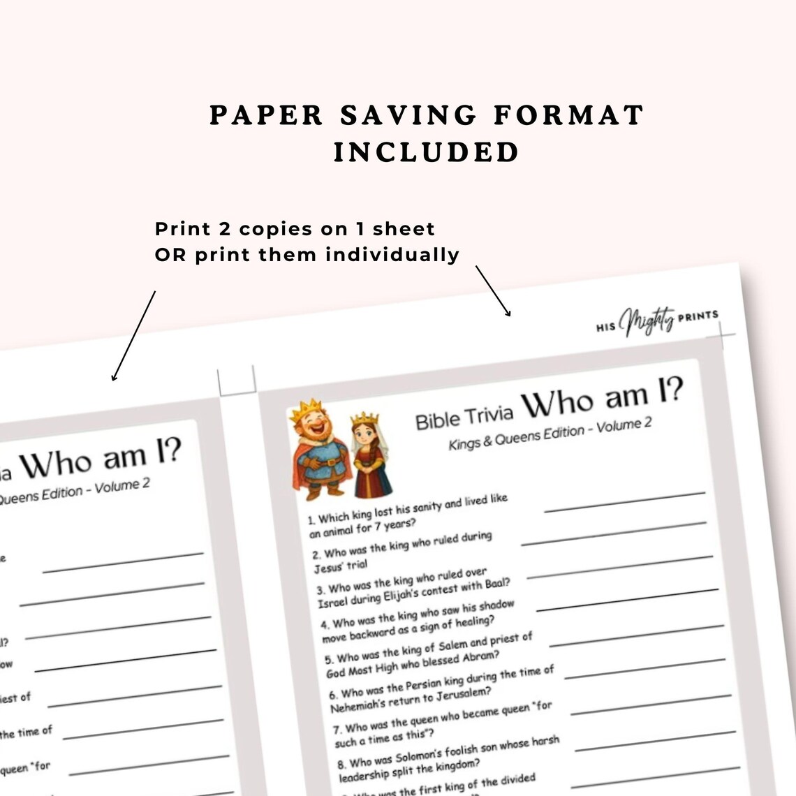 Heroes of Faith Bible Trivia Game, Who Am I Worksheet, Sunday School ...