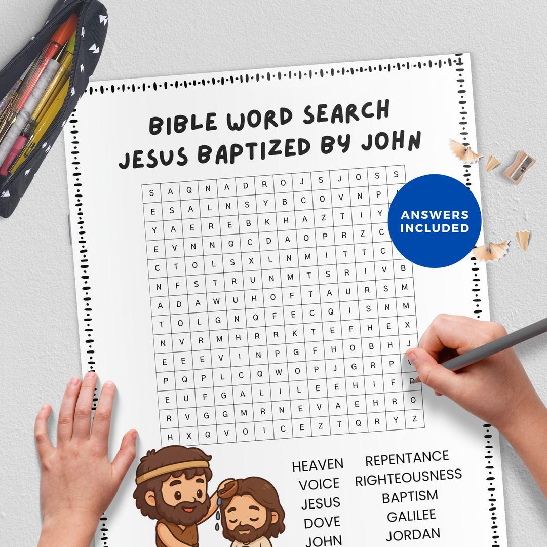 Jesus Baptised by John, Bible Word Search, Morning Basket Christian ...