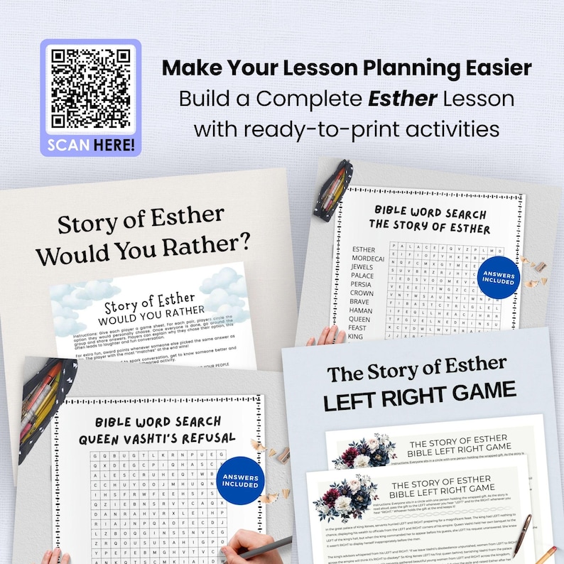 Queen Esther Bible Crossword Puzzle Printable, Sunday School Activity ...