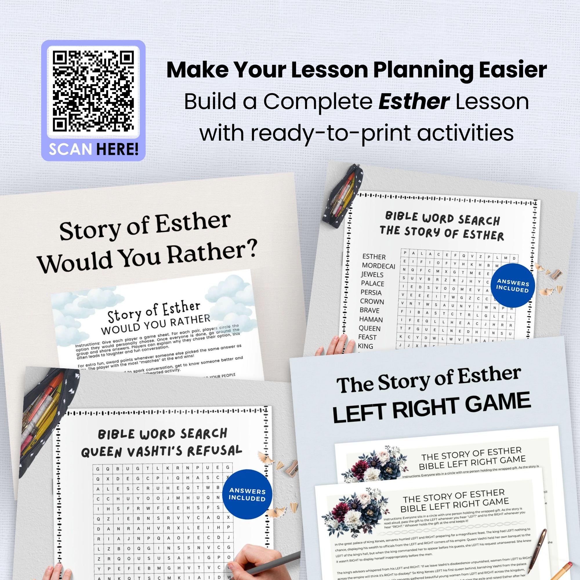 Queen Esther Bible Crossword Puzzle Printable, Sunday School Activity ...
