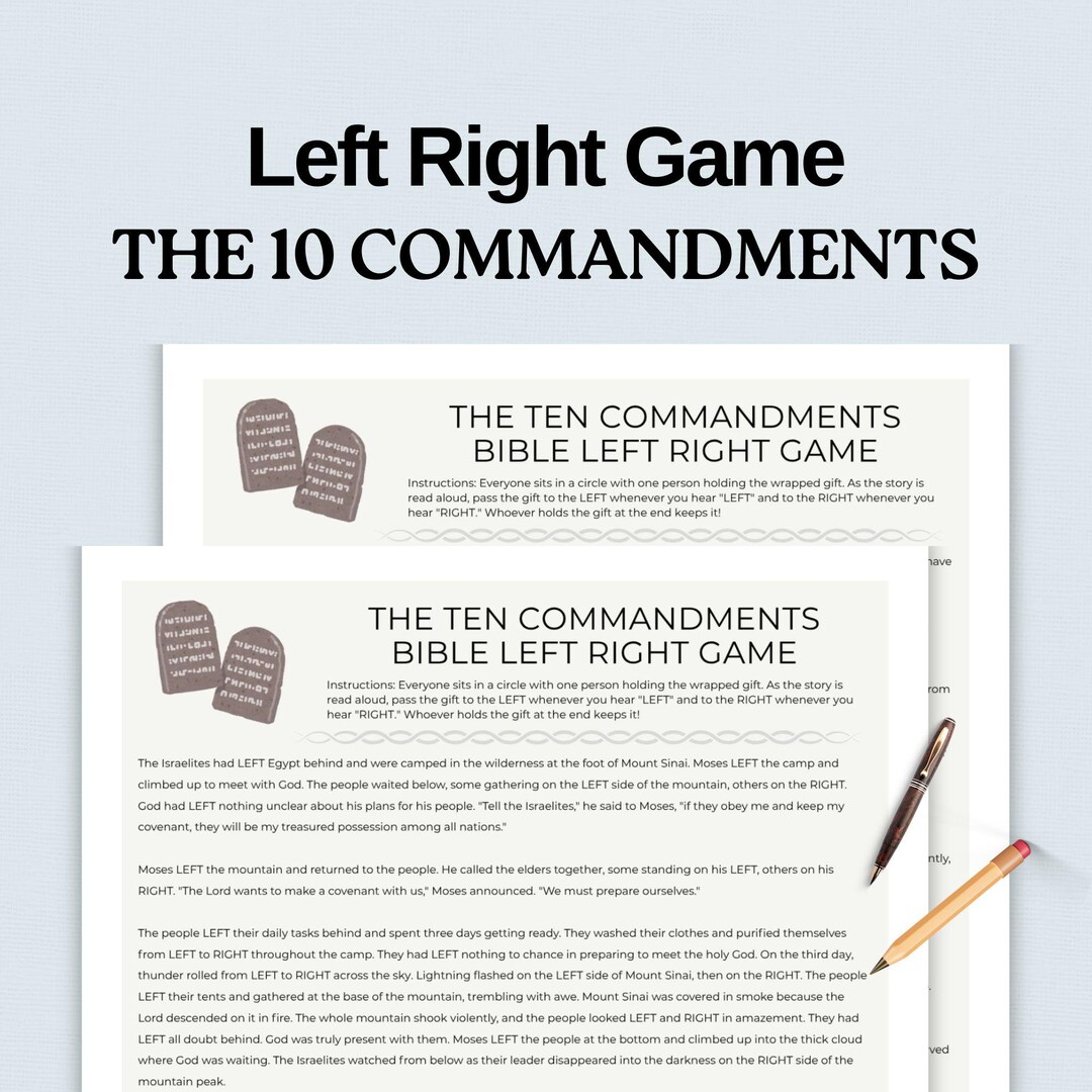 Bible Game,the Ten Commandments Bible Left Right Game,women Ministry ...