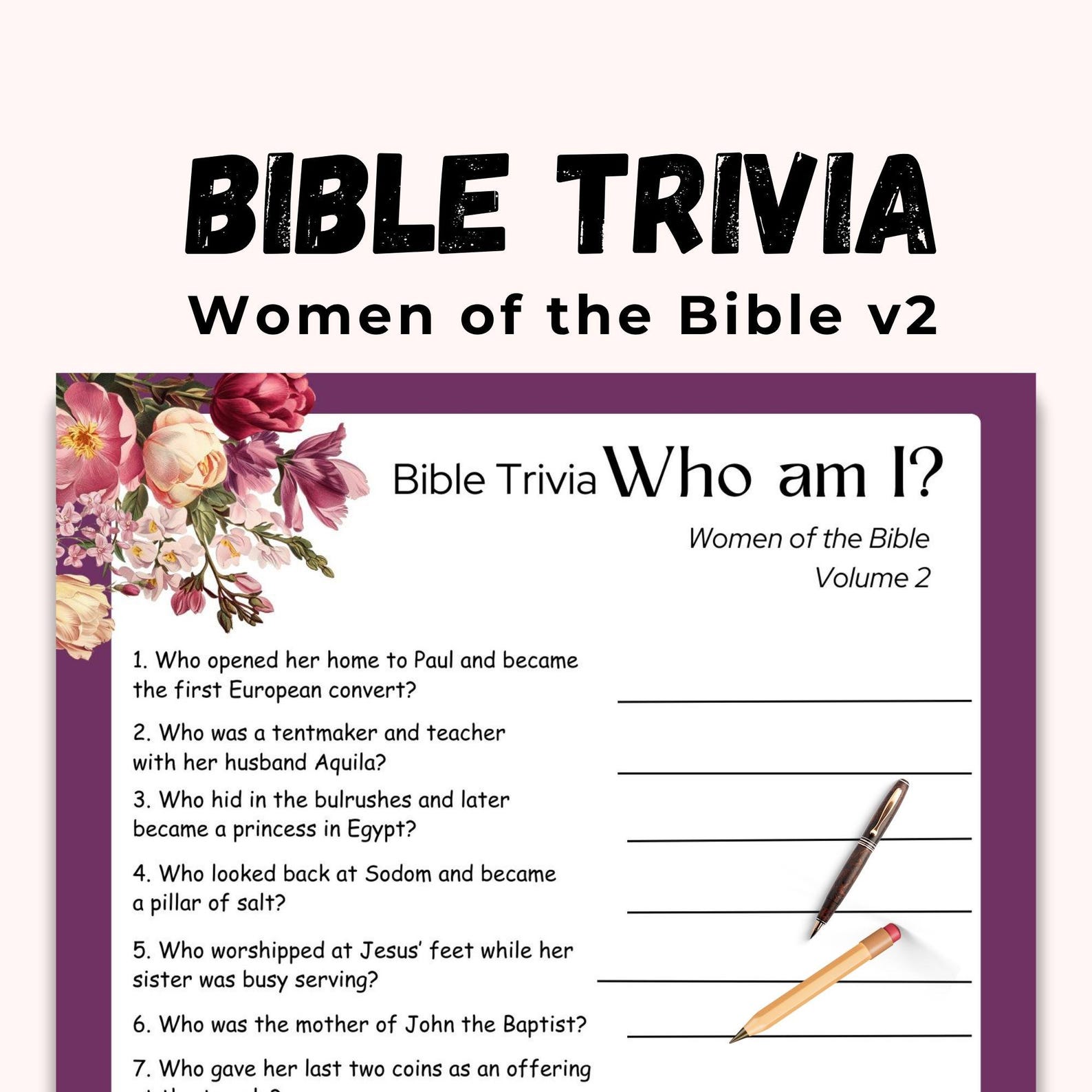 Women Ministry Bible Game,bible Trivia Ice Breaker Game,bible Study ...