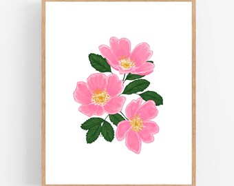 Prairie Rose Flower Art - Etsy
