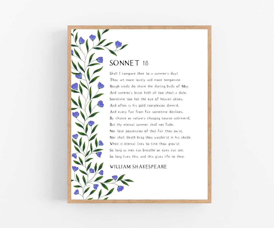 Sonnet 18 / Shakespeare / Printable / Art / Digital Download ...