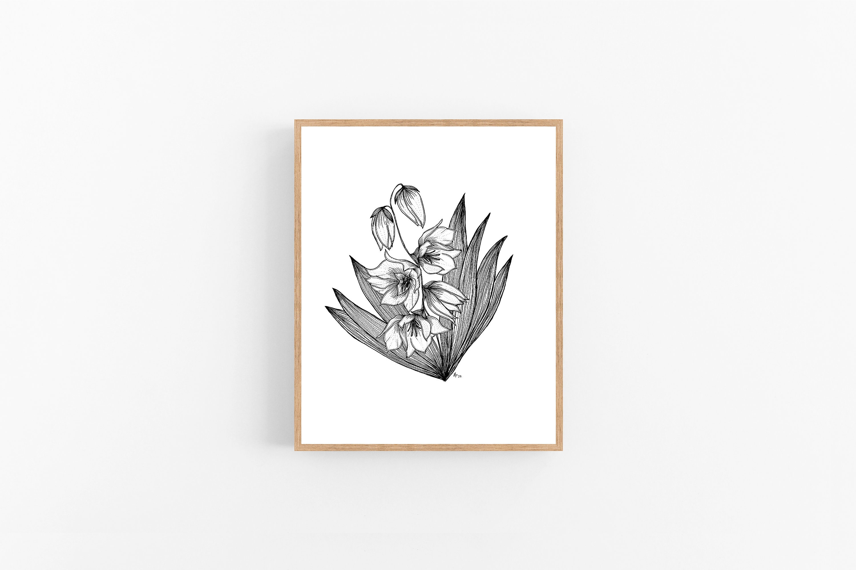 Yucca Black Ink Sketch Illustration Print / Printable / Art / Digital ...