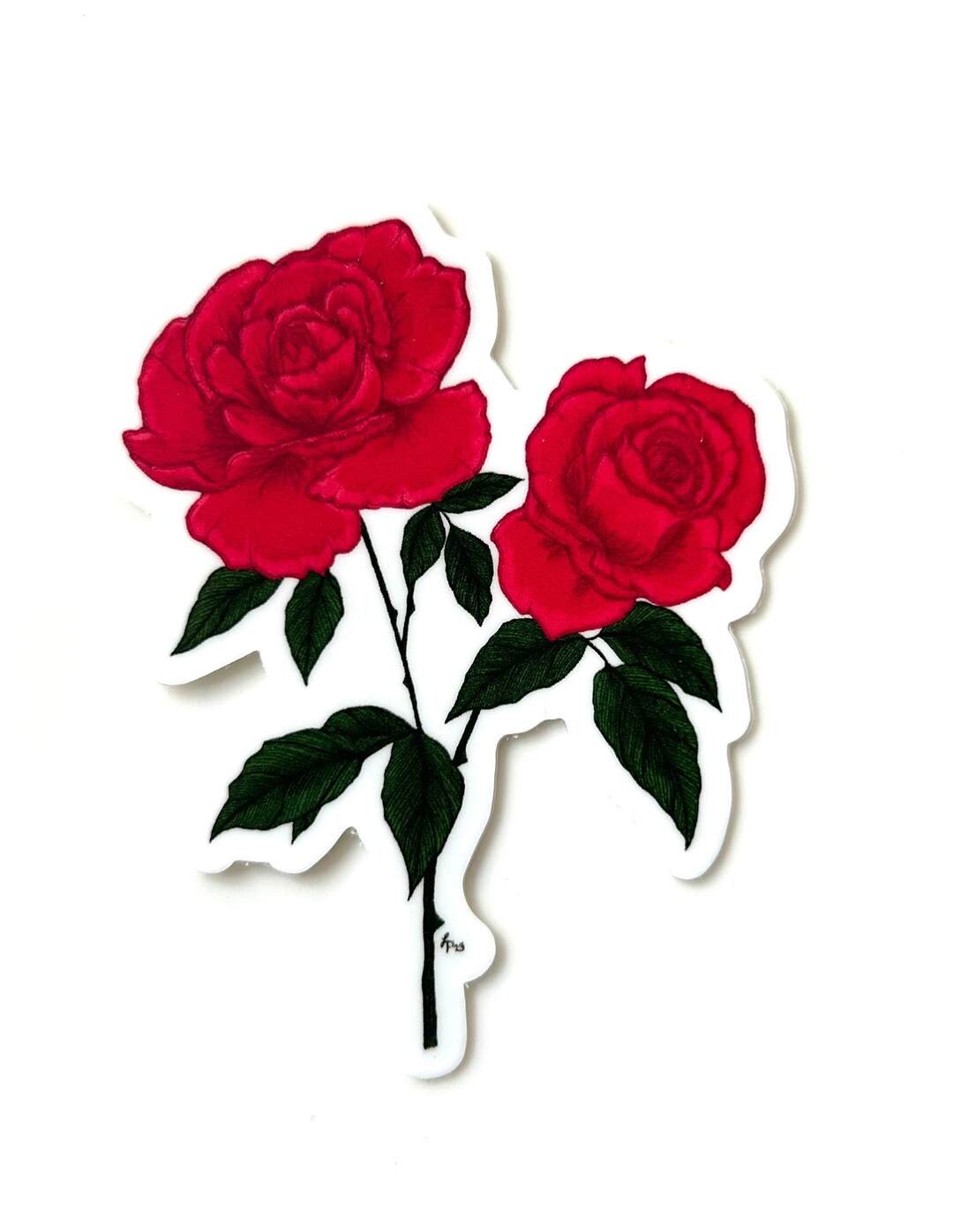 3" Red Rose Vinyl Sticker / Waterproof Red Rose Flower Decal / Oklahoma ...