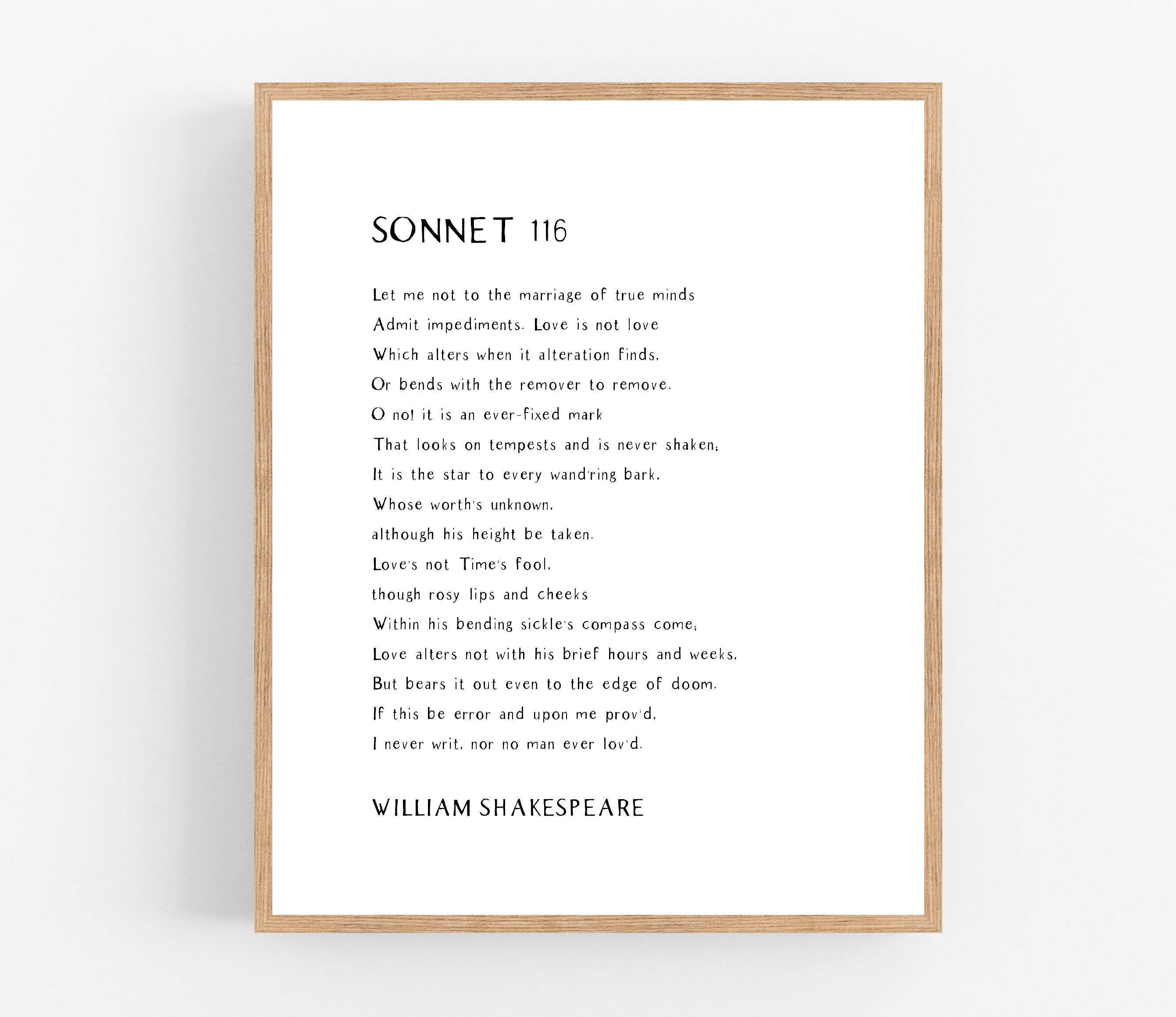 Sonnet 116 / Shakespeare / Printable / Art / Digital Download ...