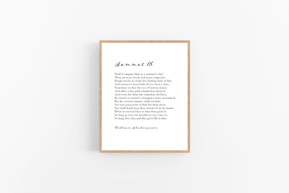Sonnet 18 / Shakespeare / Printable / Art / Digital Download / - Etsy