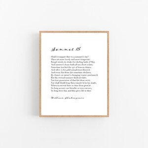 Sonnet 18 / Shakespeare / Printable / Art / Digital Download / - Etsy