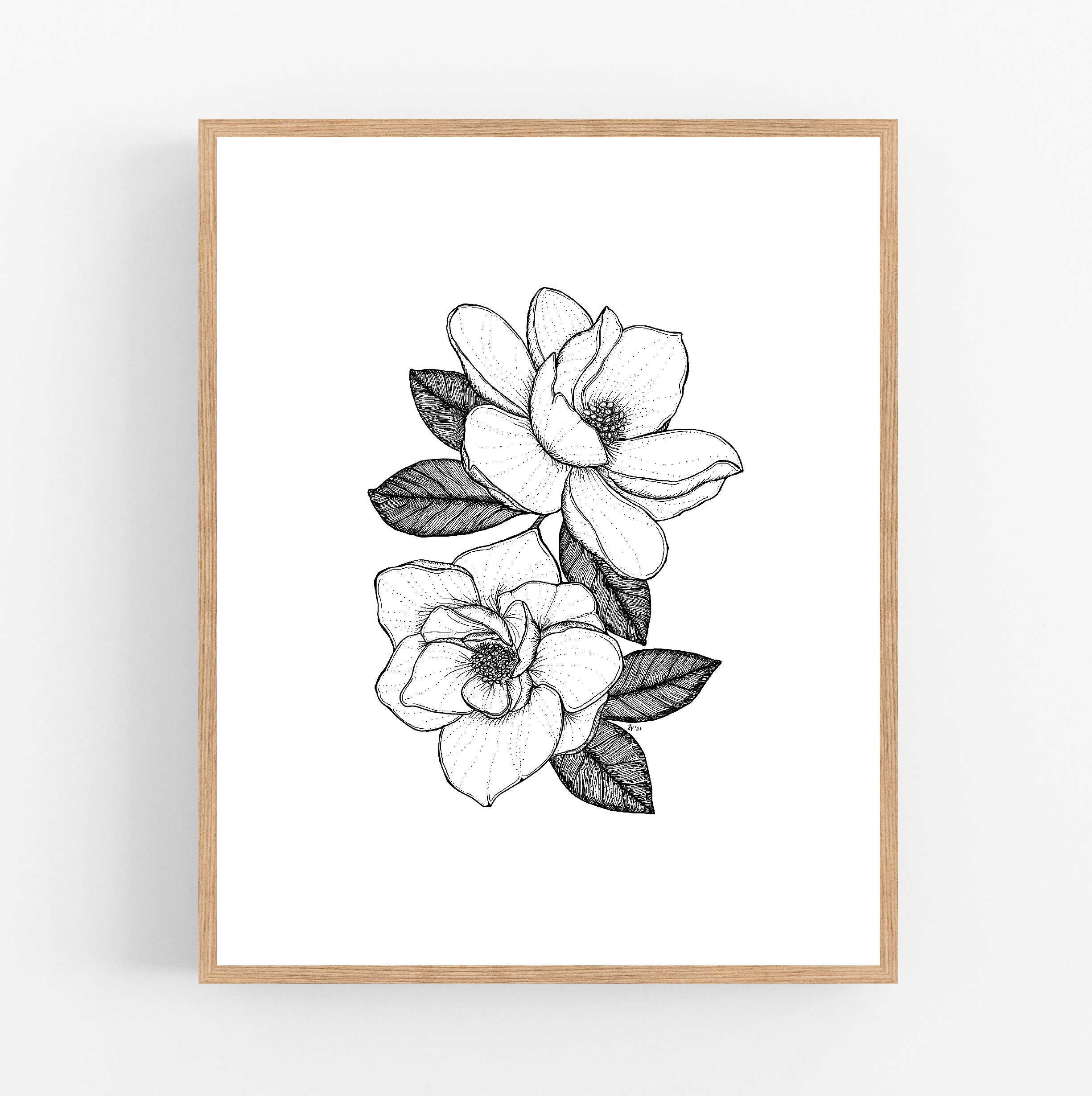Magnolia Ink Sketch Print / Printable / Art / Digital Download - Etsy