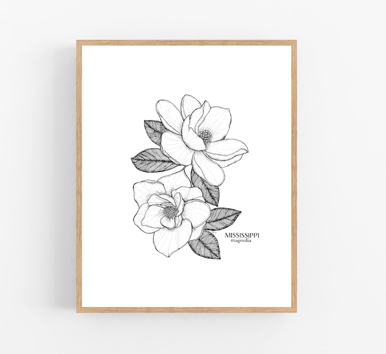 Mississippi Magnolia Ink Sketch Print / Printable / Art / - Etsy