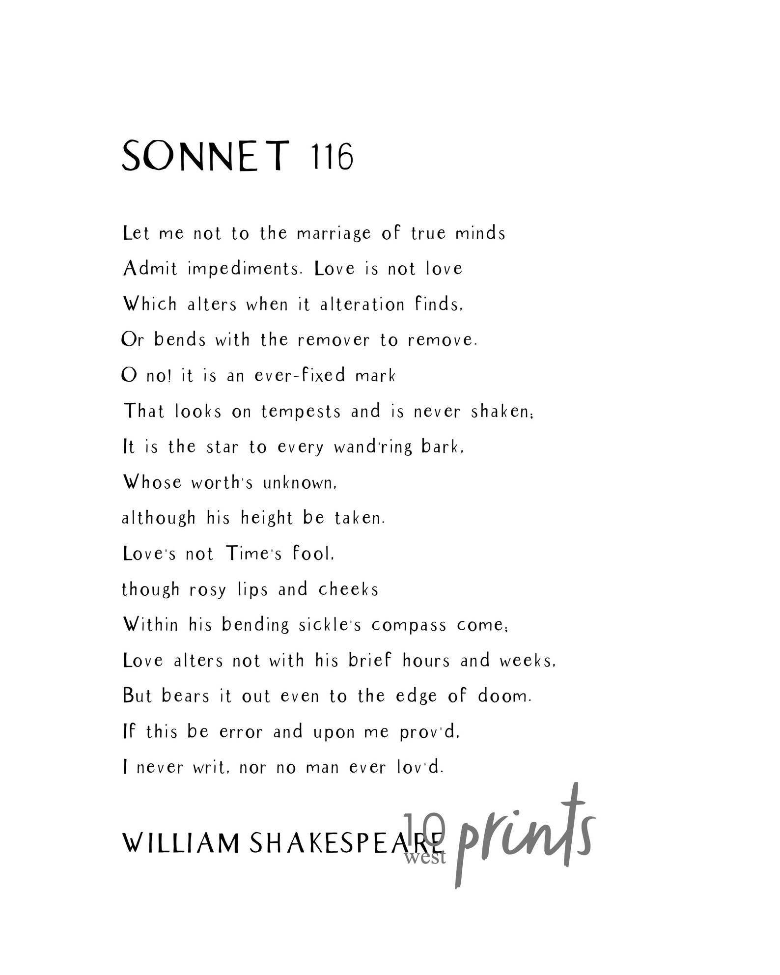 Sonnet 116 / Shakespeare / Printable / Art / Digital Download ...