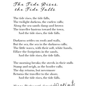 The Tide Rises the Tide Falls / Henry Wadsworth Longfellow / Printable ...